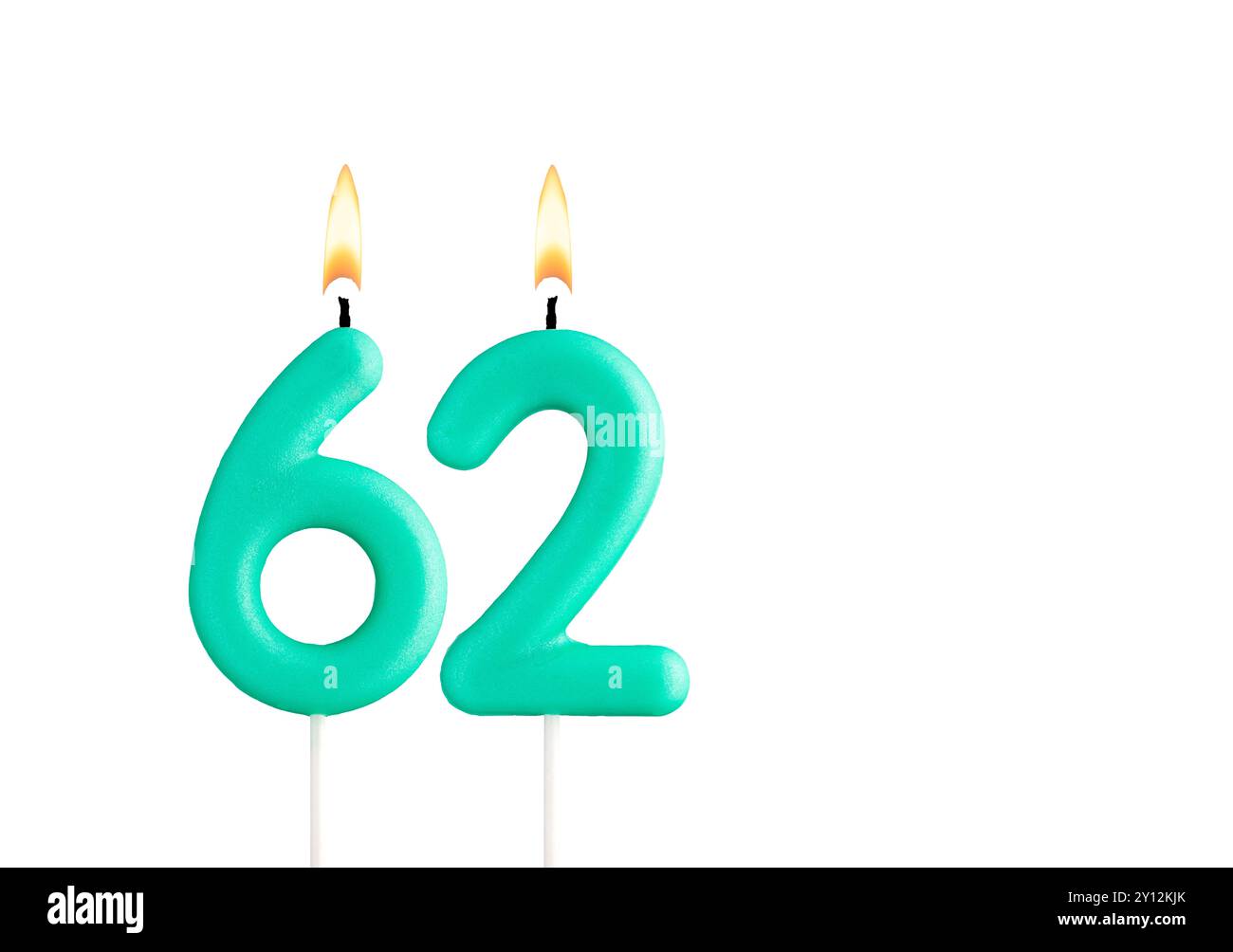Birthday number 62 - Green birthday candle on white background Stock ...