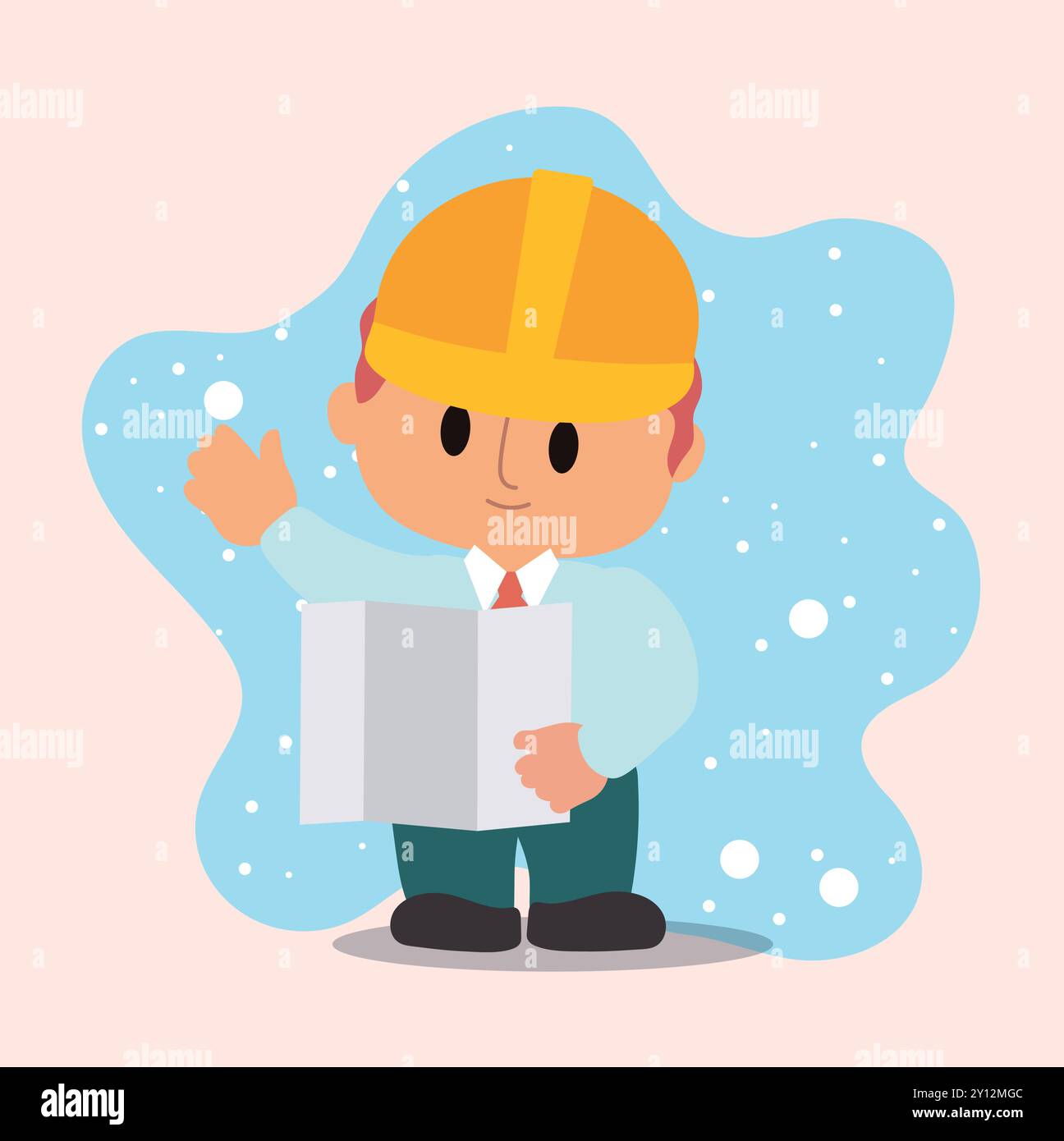Cartoon architect with blueprint and hard hat waving, Vector Stock ... Cartoon architect with blueprint and hard hat waving, Vector Stock ...