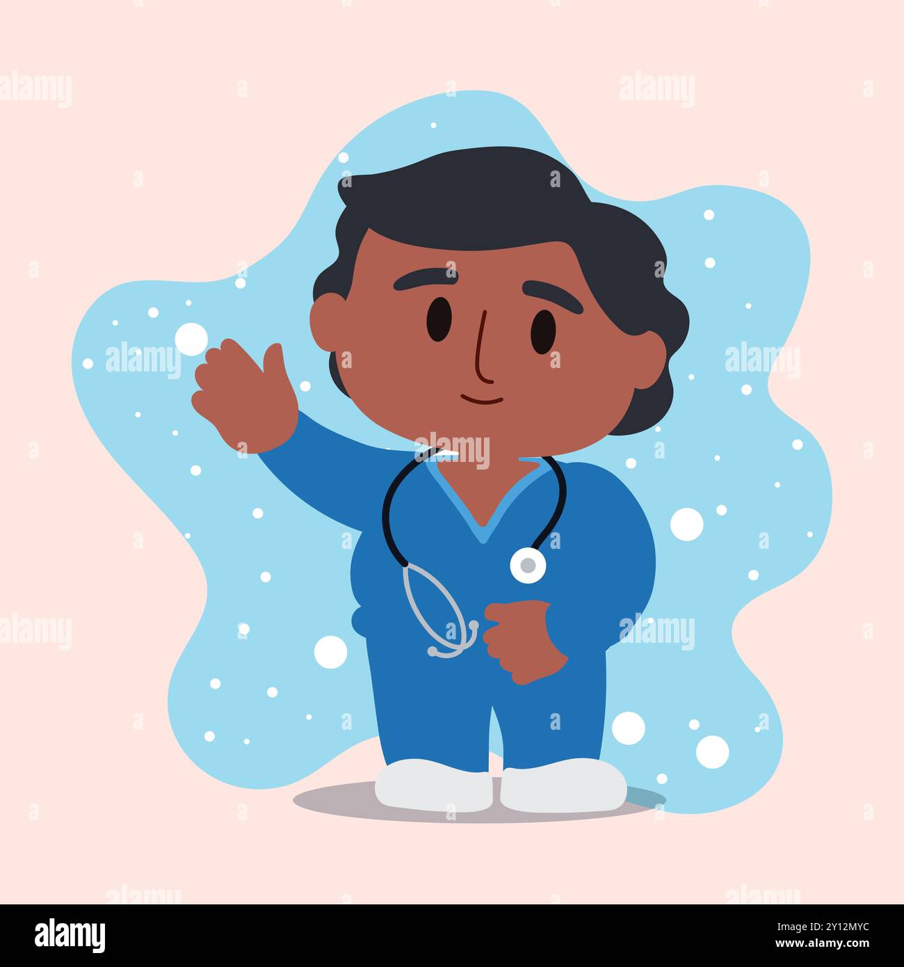 Cartoon nurse wearing scrubs with stethoscope, Vector Stock Vector ...