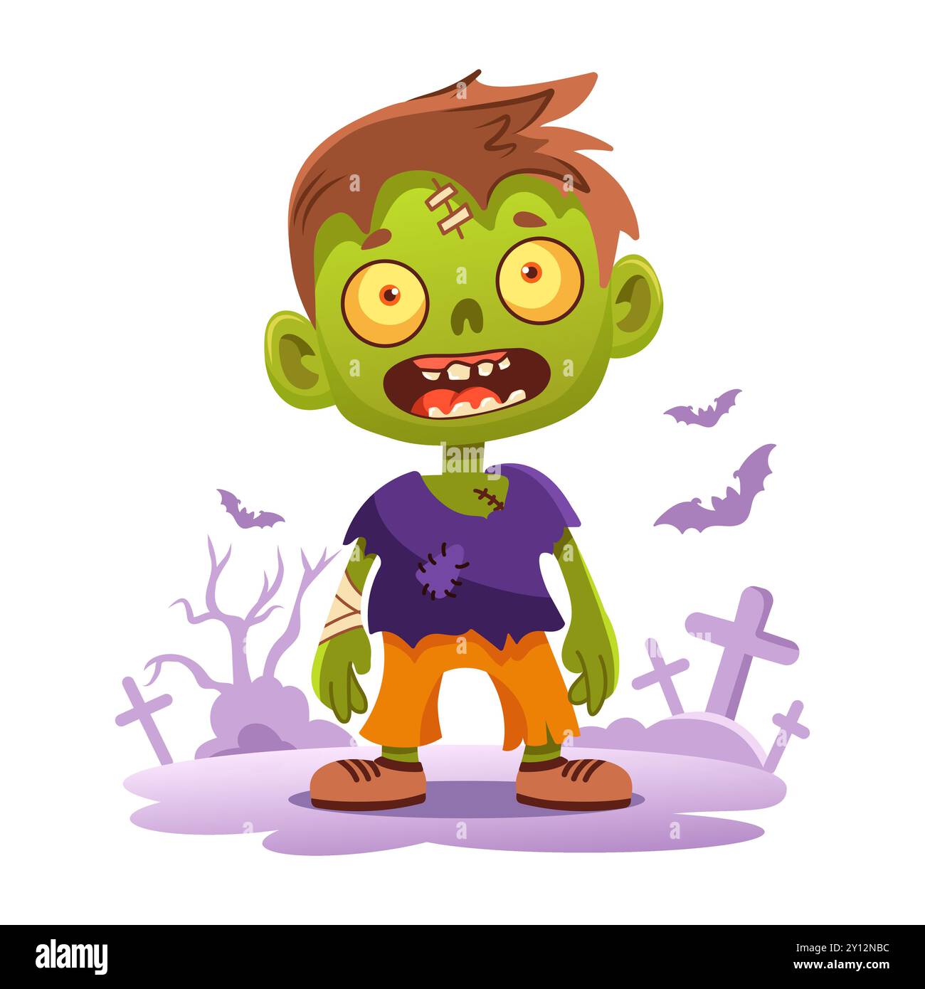 Fun and spooky vector illustration of cute zombie boy, perfect for ...