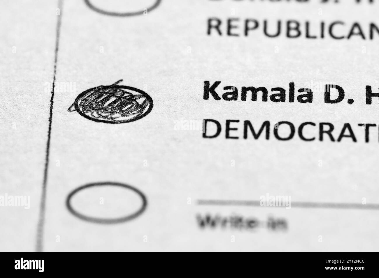 Sample 2024 presidential ballot with a vote for a Kamala Harris Stock ...