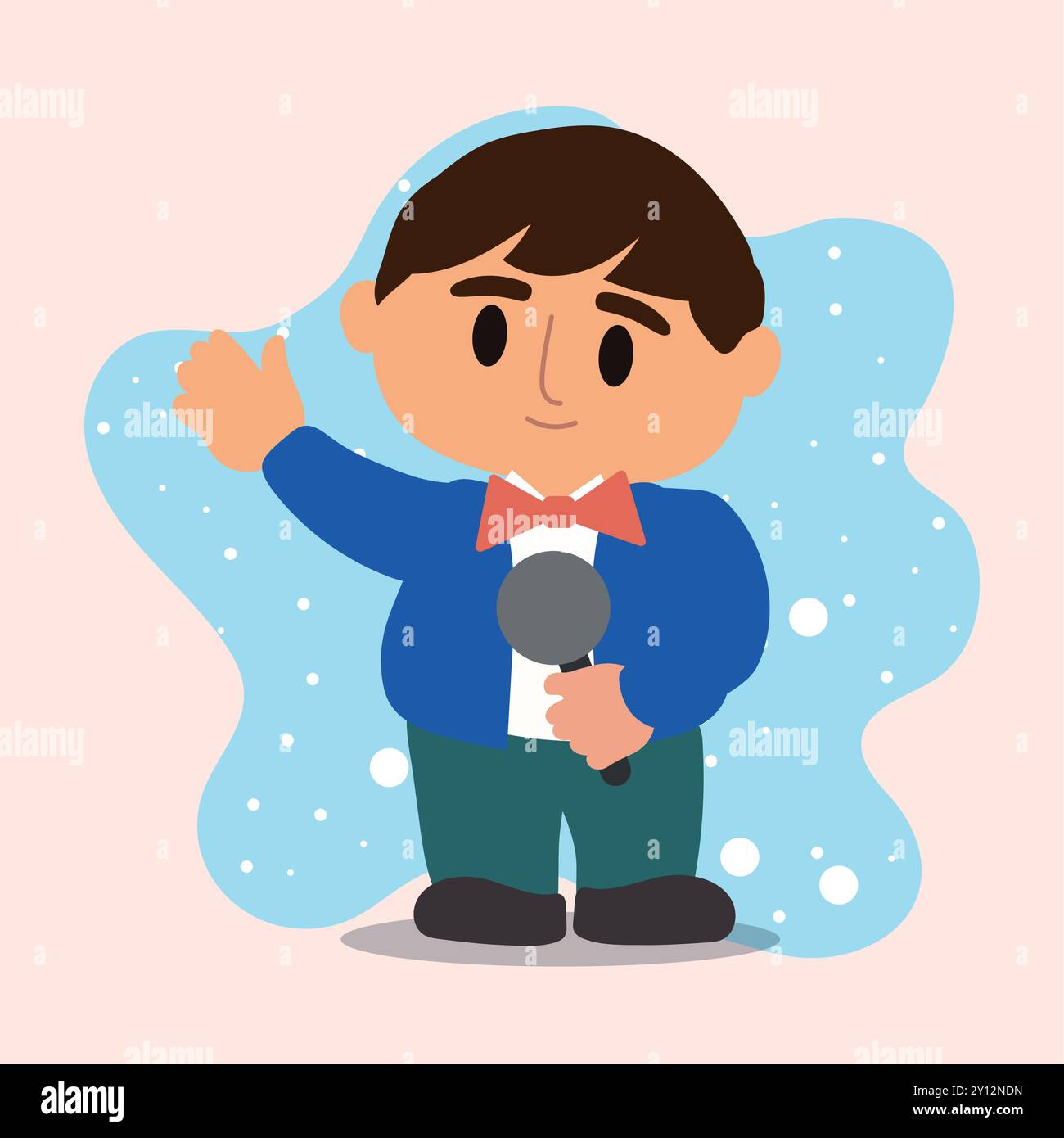 Cartoon news reporter with microphone and red bow tie, Vector Stock Vector Image & Art - Alamy