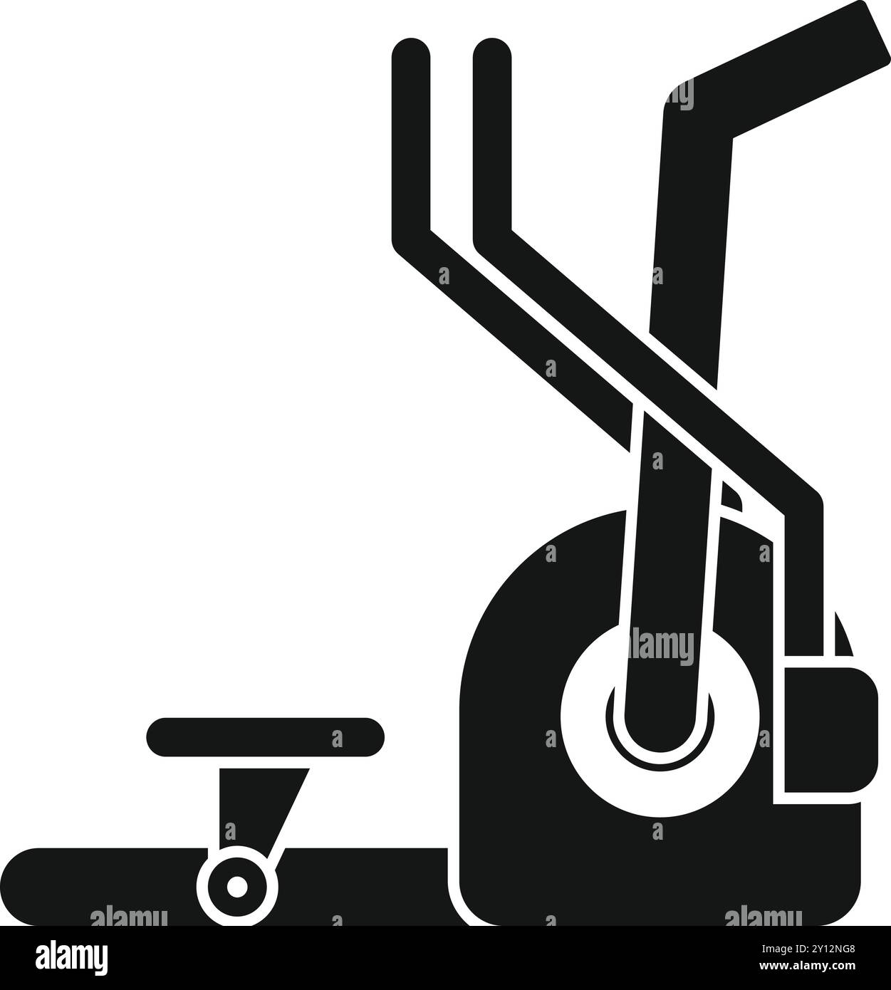 Black solid icon for a stationary exercise bike, used for simulating ...