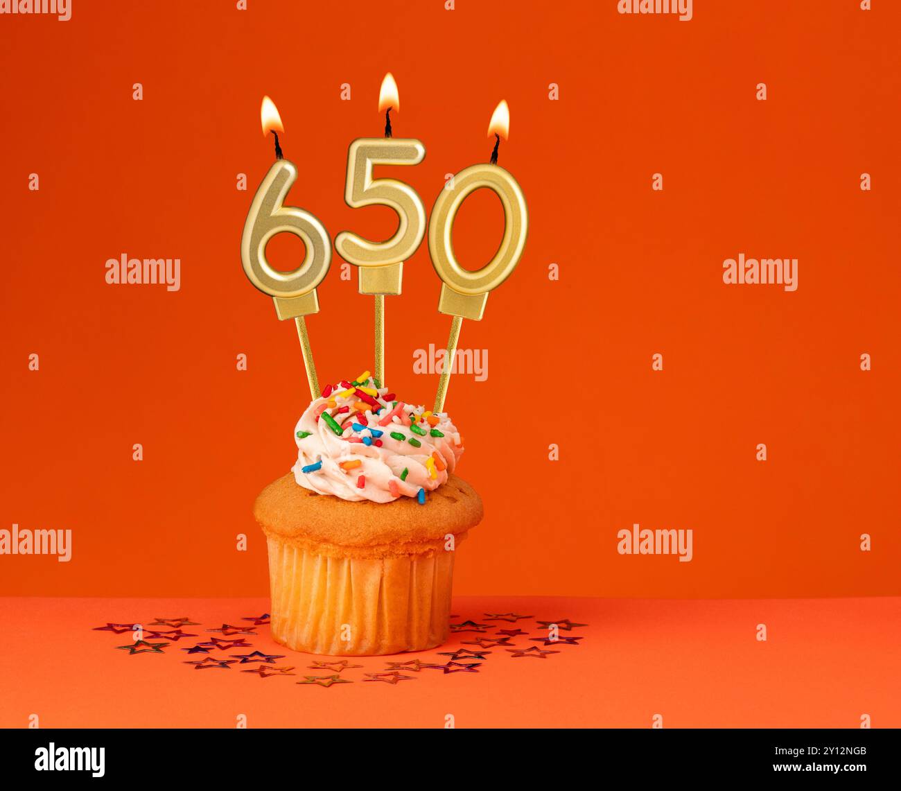 Birthday candle number 650 - Invitation card with orange background ...