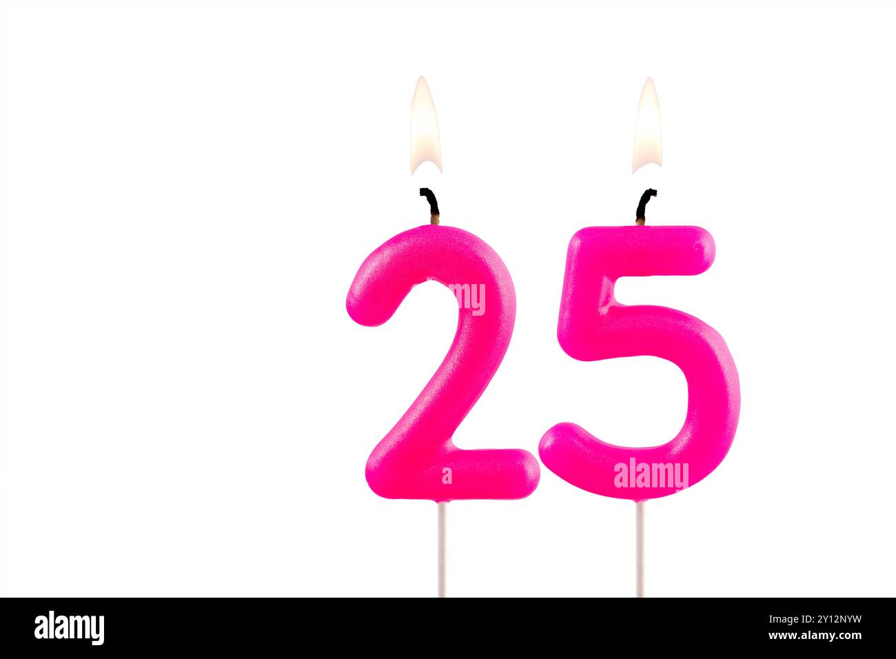 Pink number 25 birthday candle on white background Stock Photo - Alamy