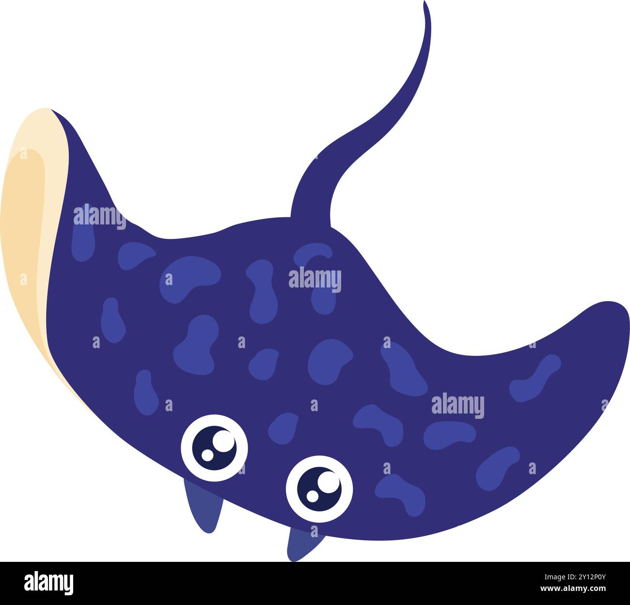 Cute cartoon stingray with big eyes isolated on white Vector Stock ...