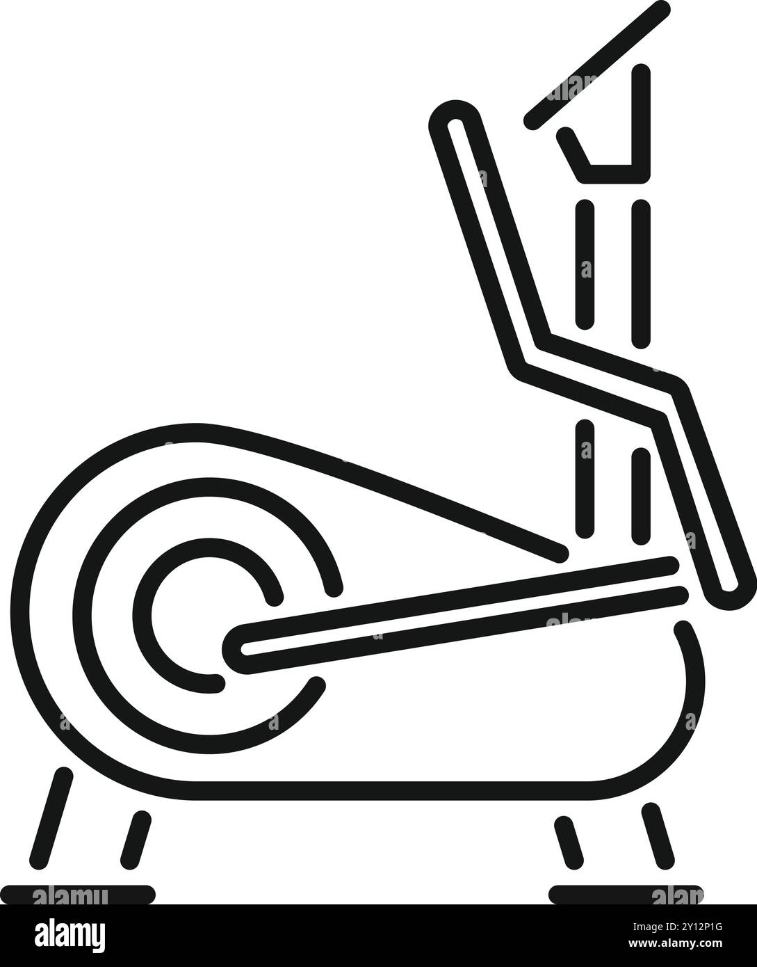Line icon of a stationary exercise bike with a weighted flywheel ...