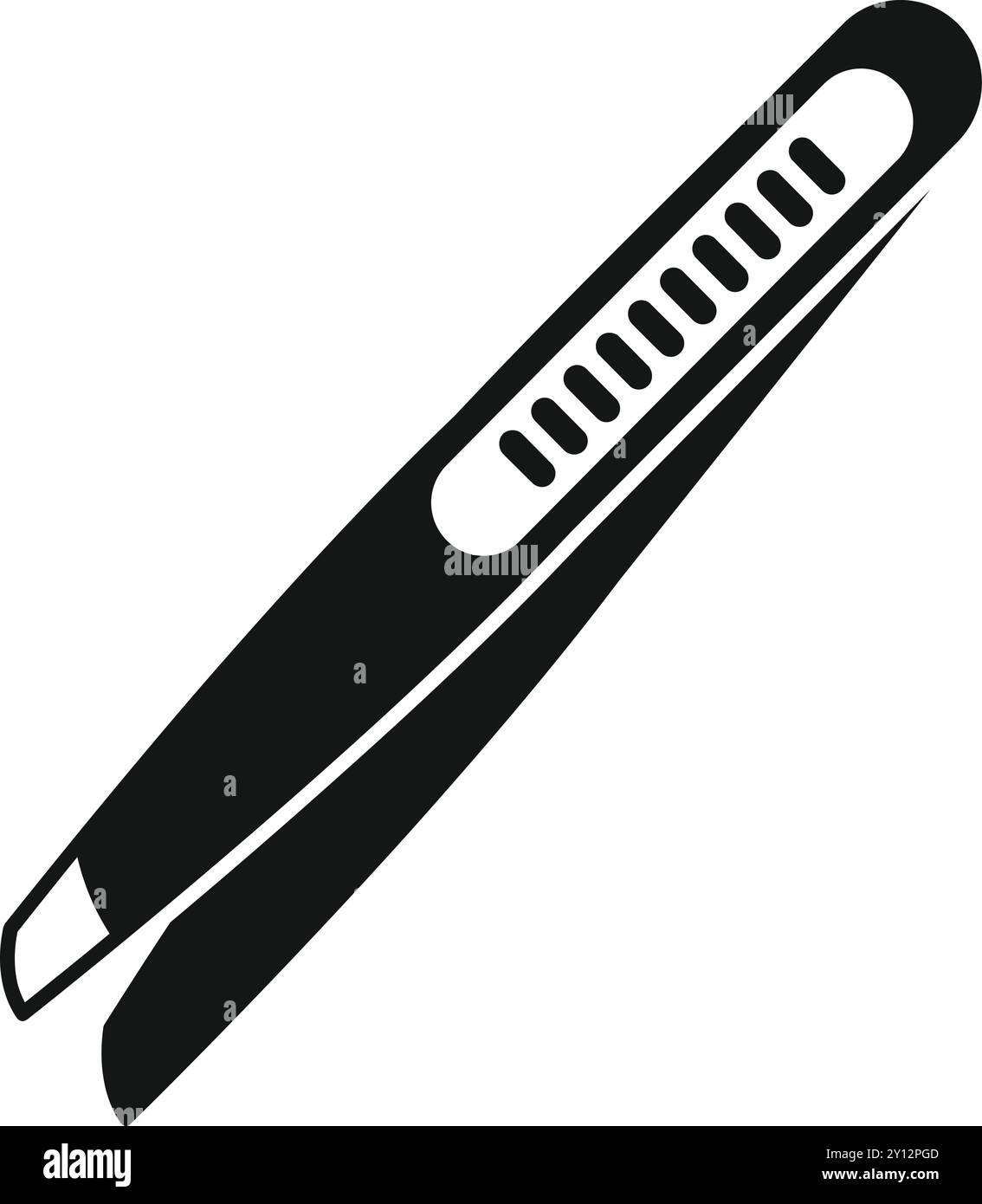 Simple icon of metal tweezers with a ribbed handle lying diagonally ...