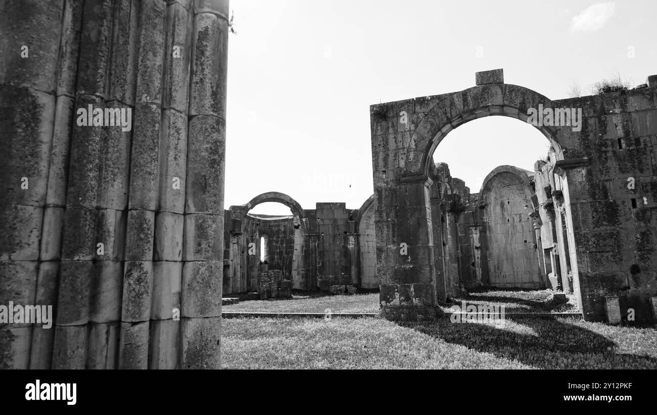 The medieval village of Venosa and the archaeological area with the ...