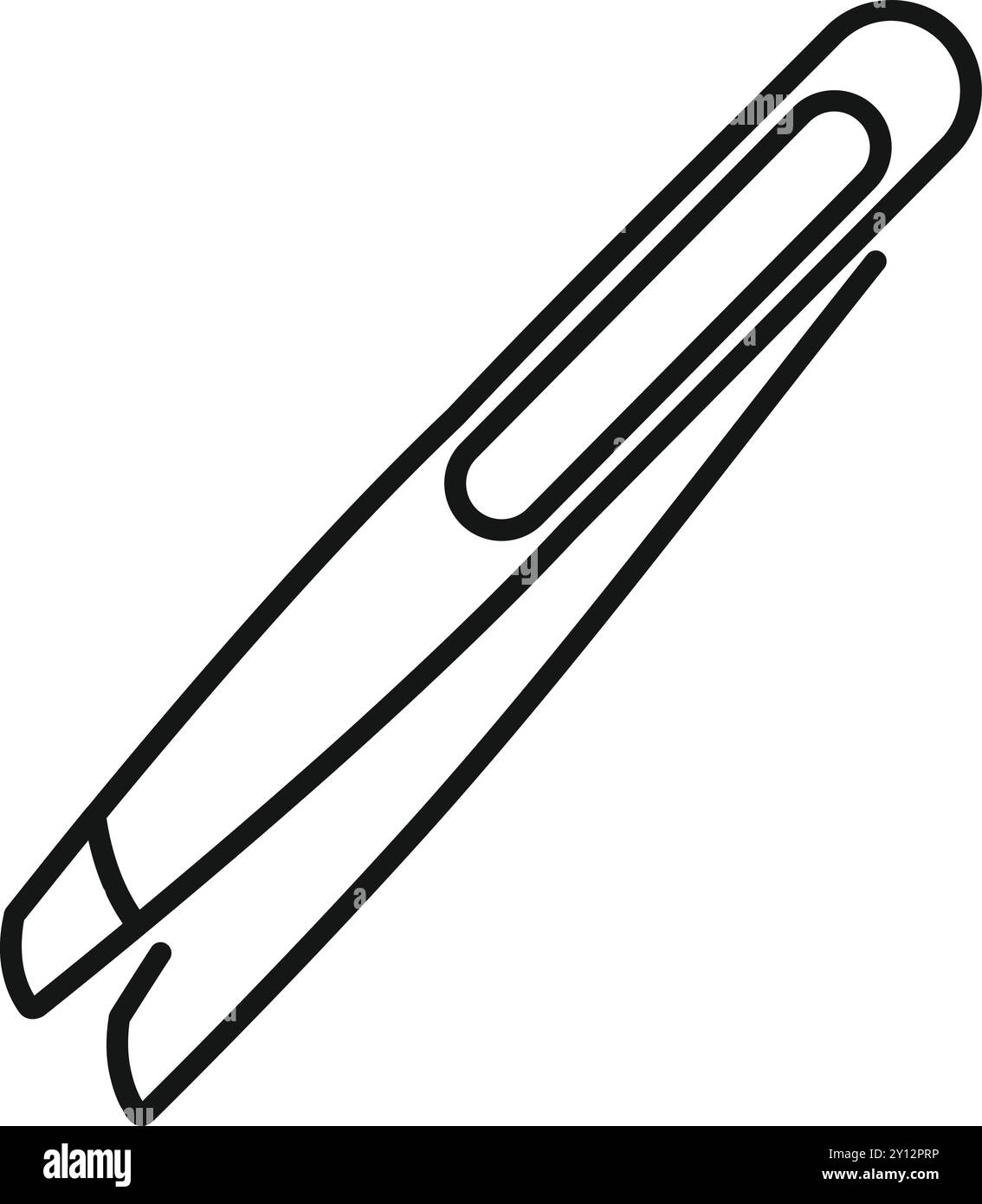Simple black and white line drawing of a pair of metal tweezers with a ...