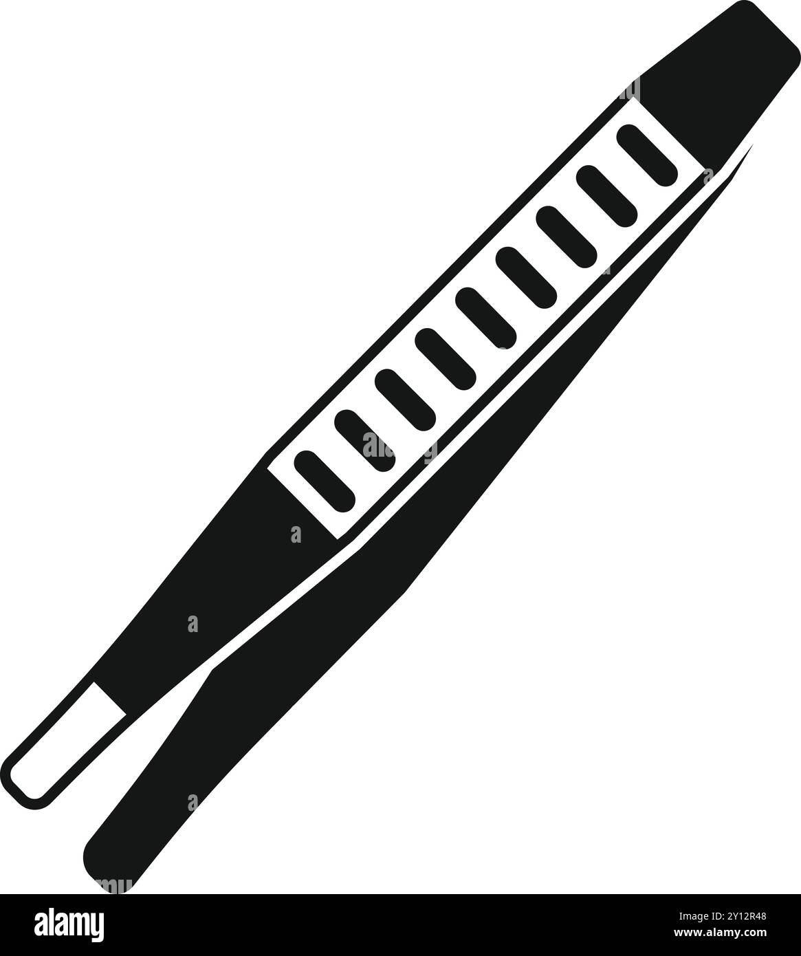 Simple icon of metal tweezers with a ribbed handle, isolated vector ...