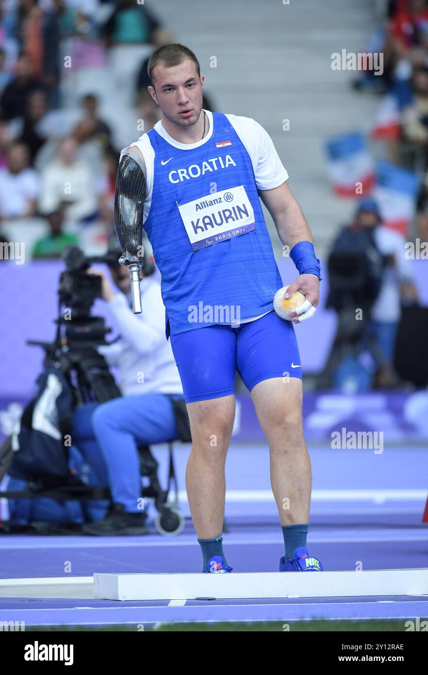 Erik Fabian Kaurin of Croatia competing in the men’s F46 shot put final ...