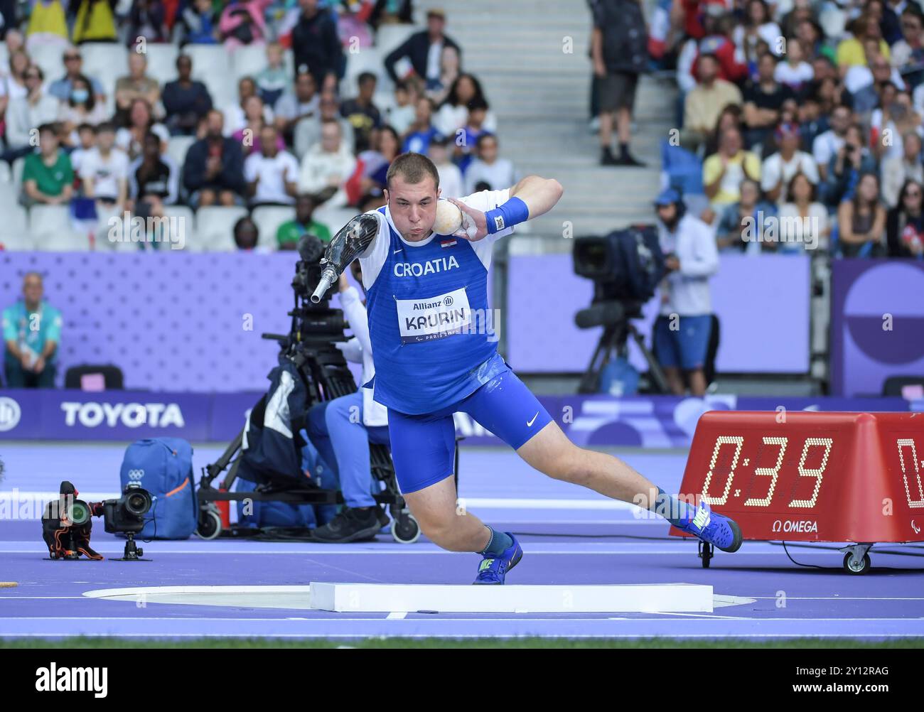 Erik Fabian Kaurin of Croatia competing in the men’s F46 shot put final ...
