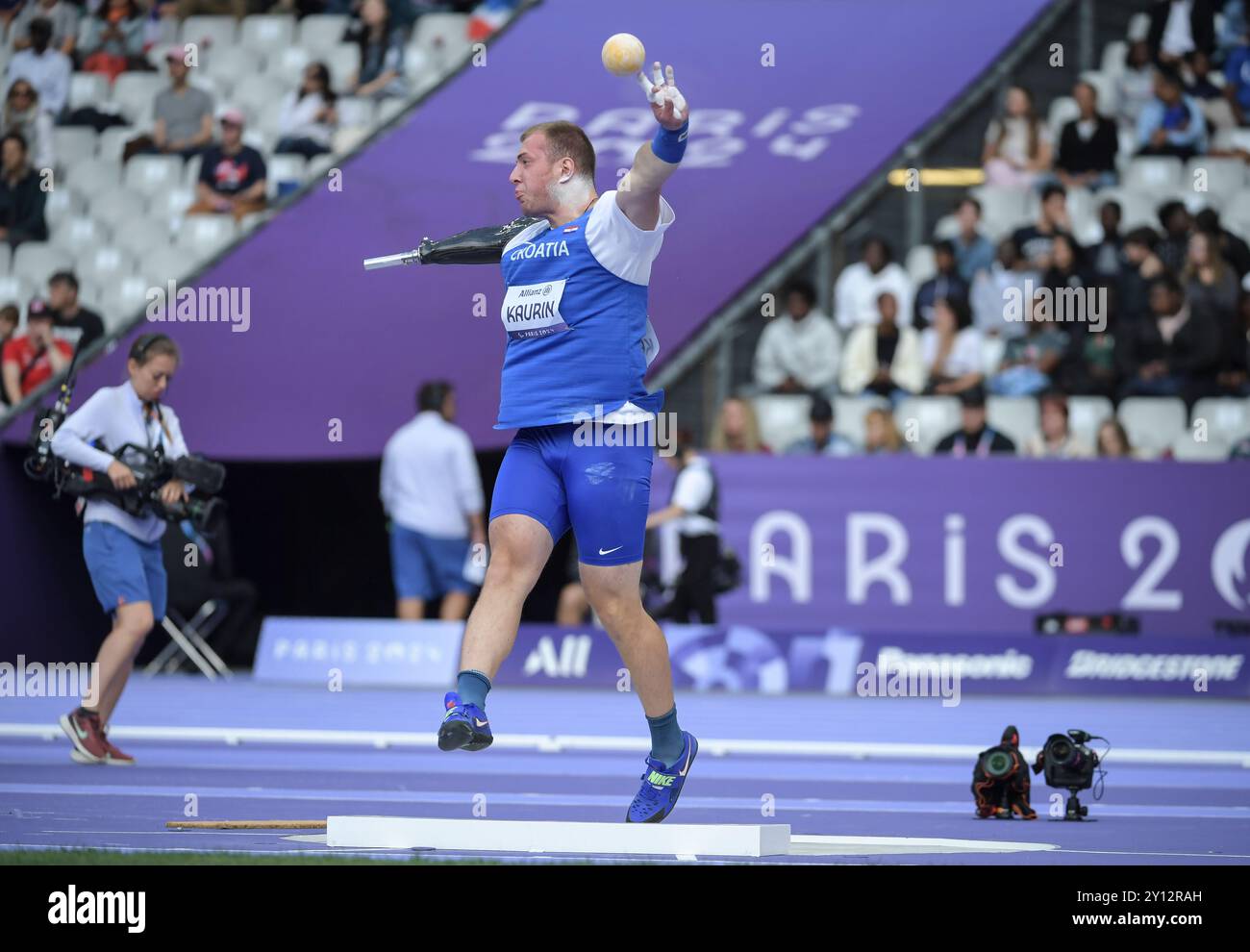 Erik Fabian Kaurin of Croatia competing in the men’s F46 shot put final ...