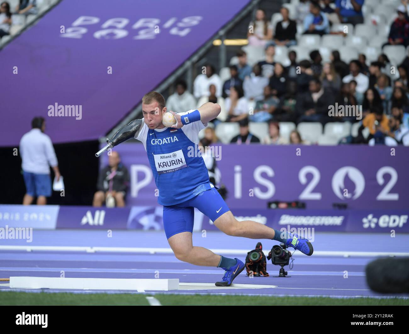 Erik Fabian Kaurin of Croatia competing in the men’s F46 shot put final ...