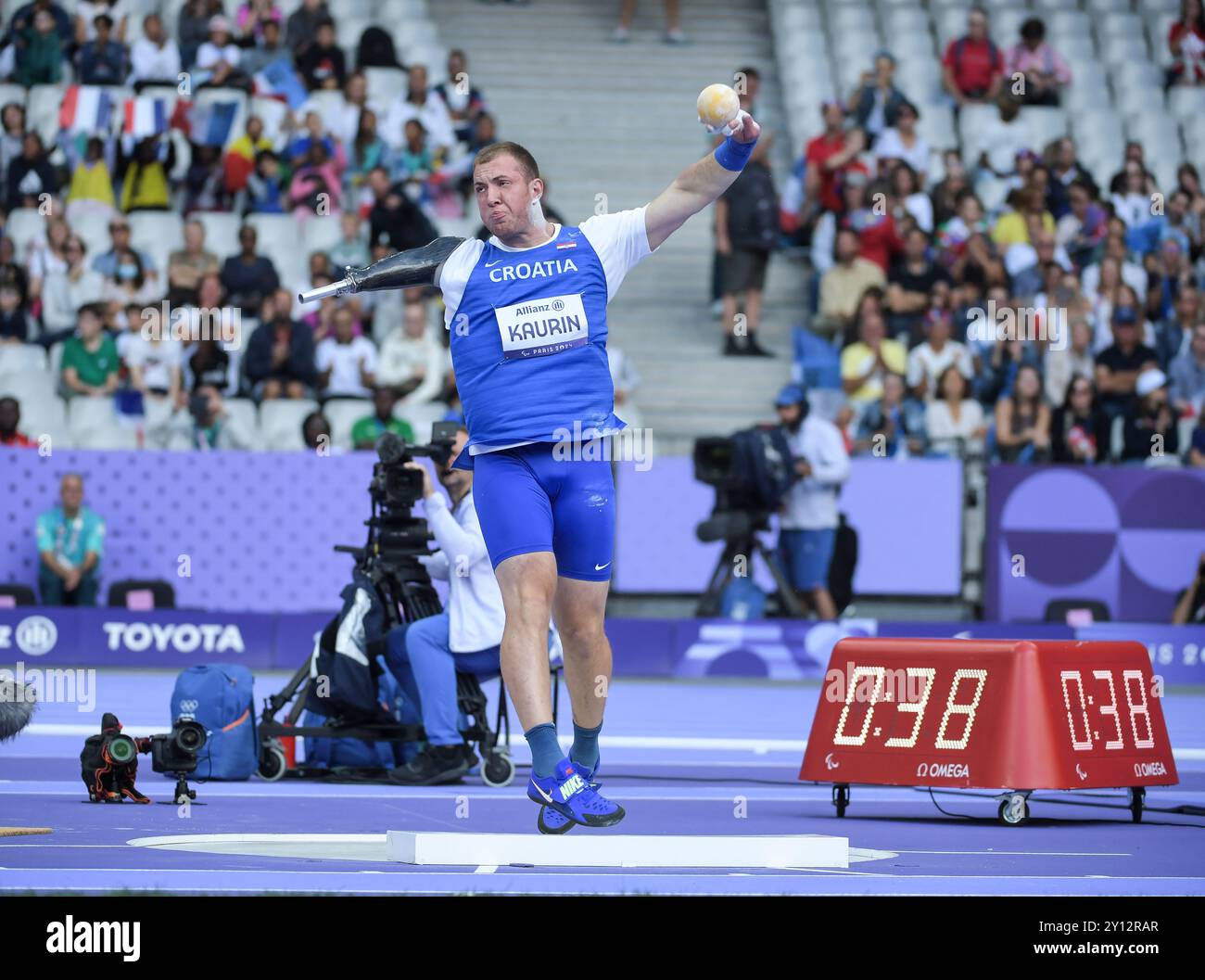 Erik Fabian Kaurin of Croatia competing in the men’s F46 shot put final ...