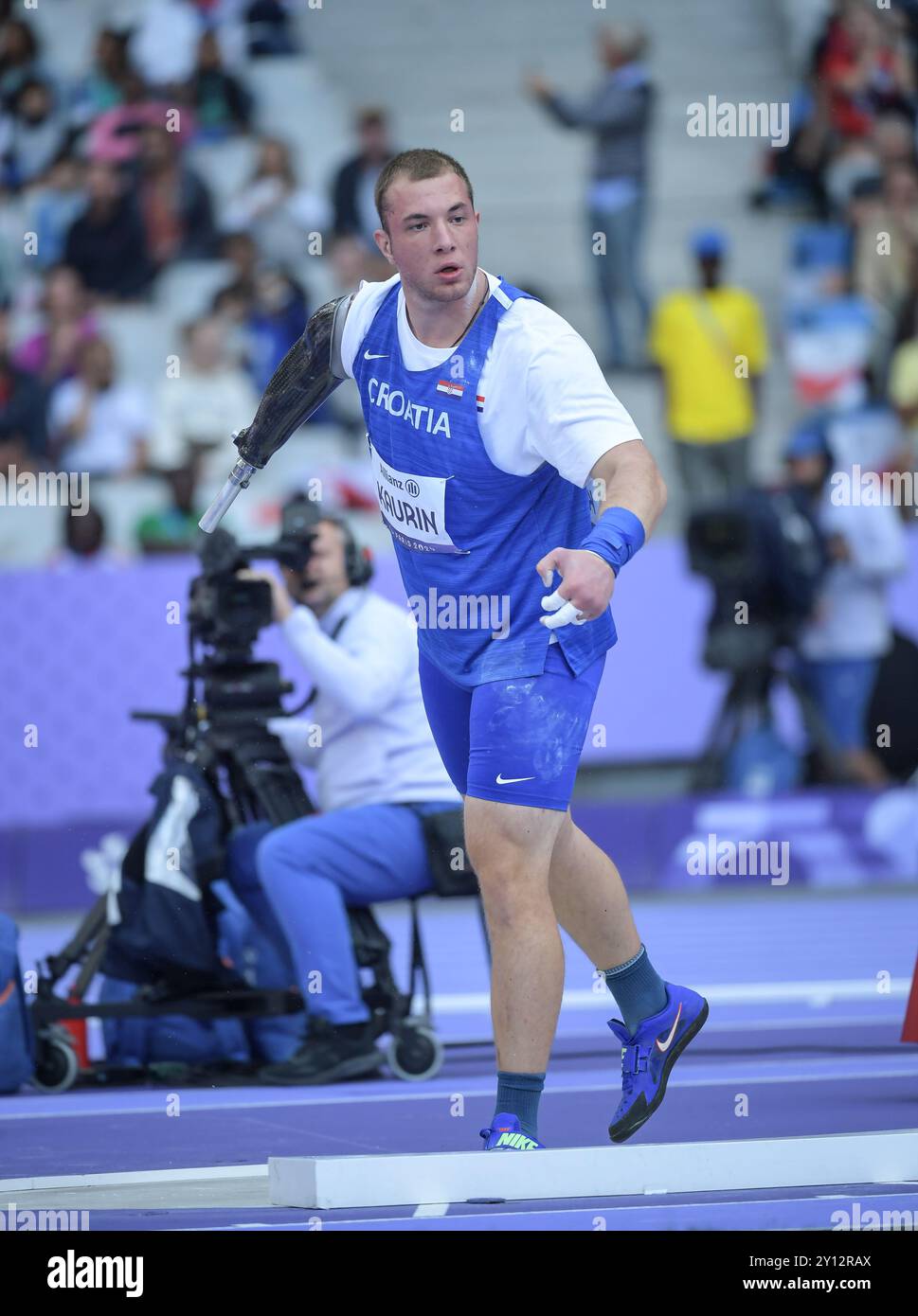 Erik Fabian Kaurin of Croatia competing in the men’s F46 shot put final ...