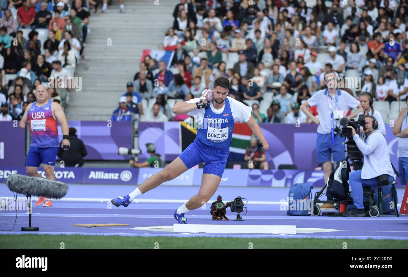 Luka Bakovic of Croatia competing in the men’s F46 shot put final at ...