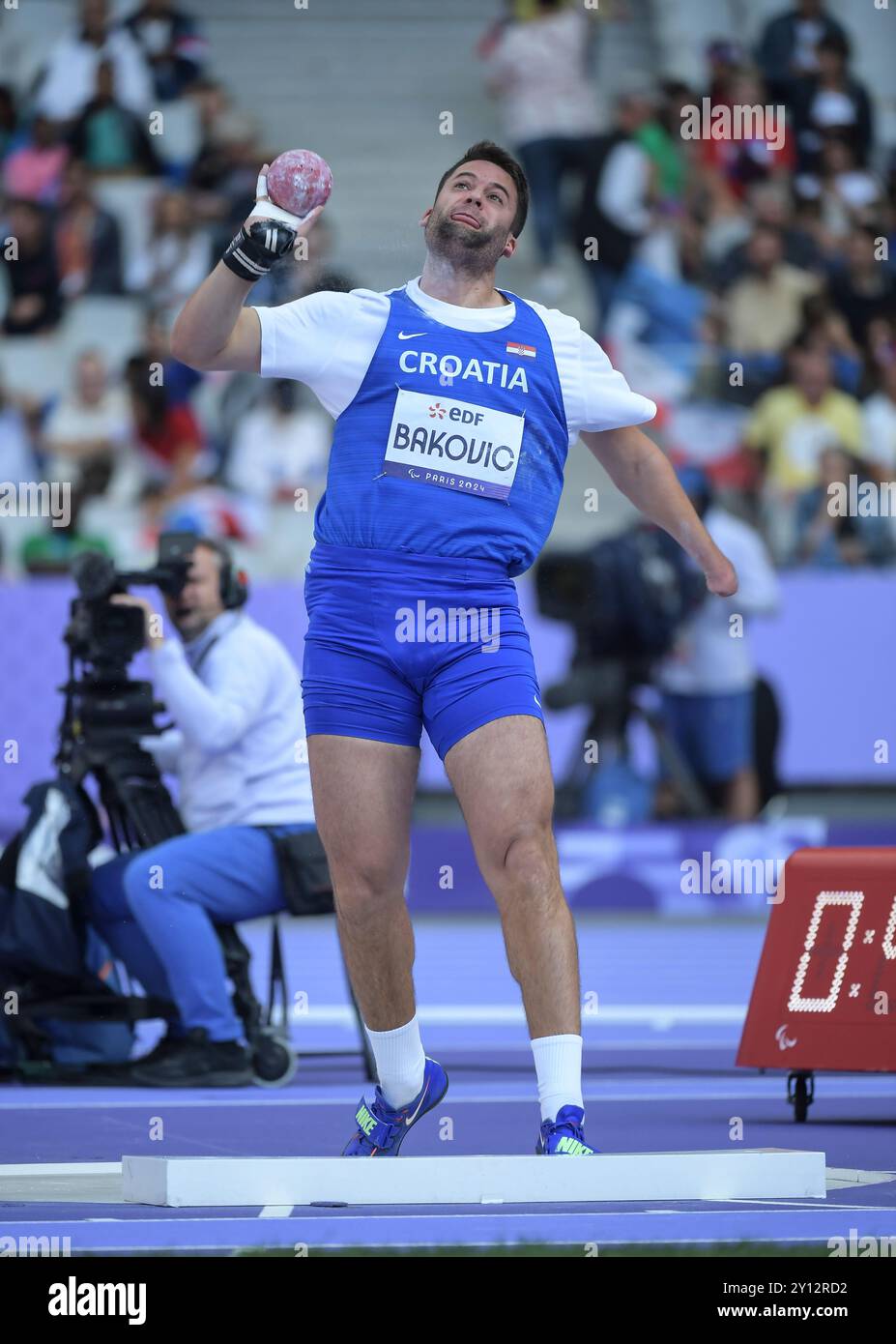 Luka Bakovic of Croatia competing in the men’s F46 shot put final at ...