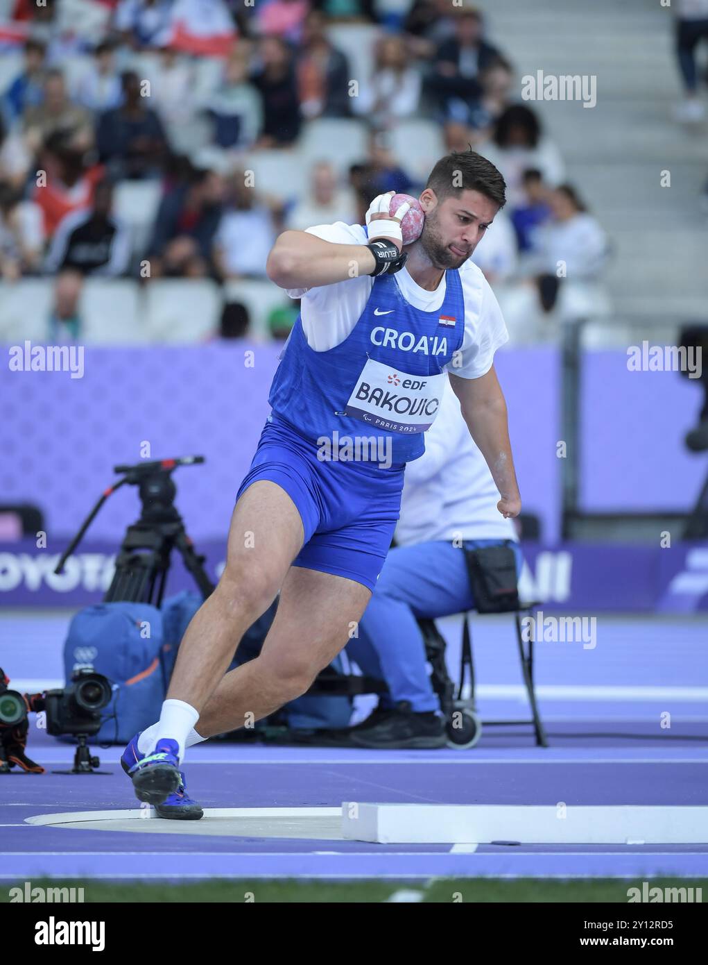 Luka Bakovic of Croatia competing in the men’s F46 shot put final at ...