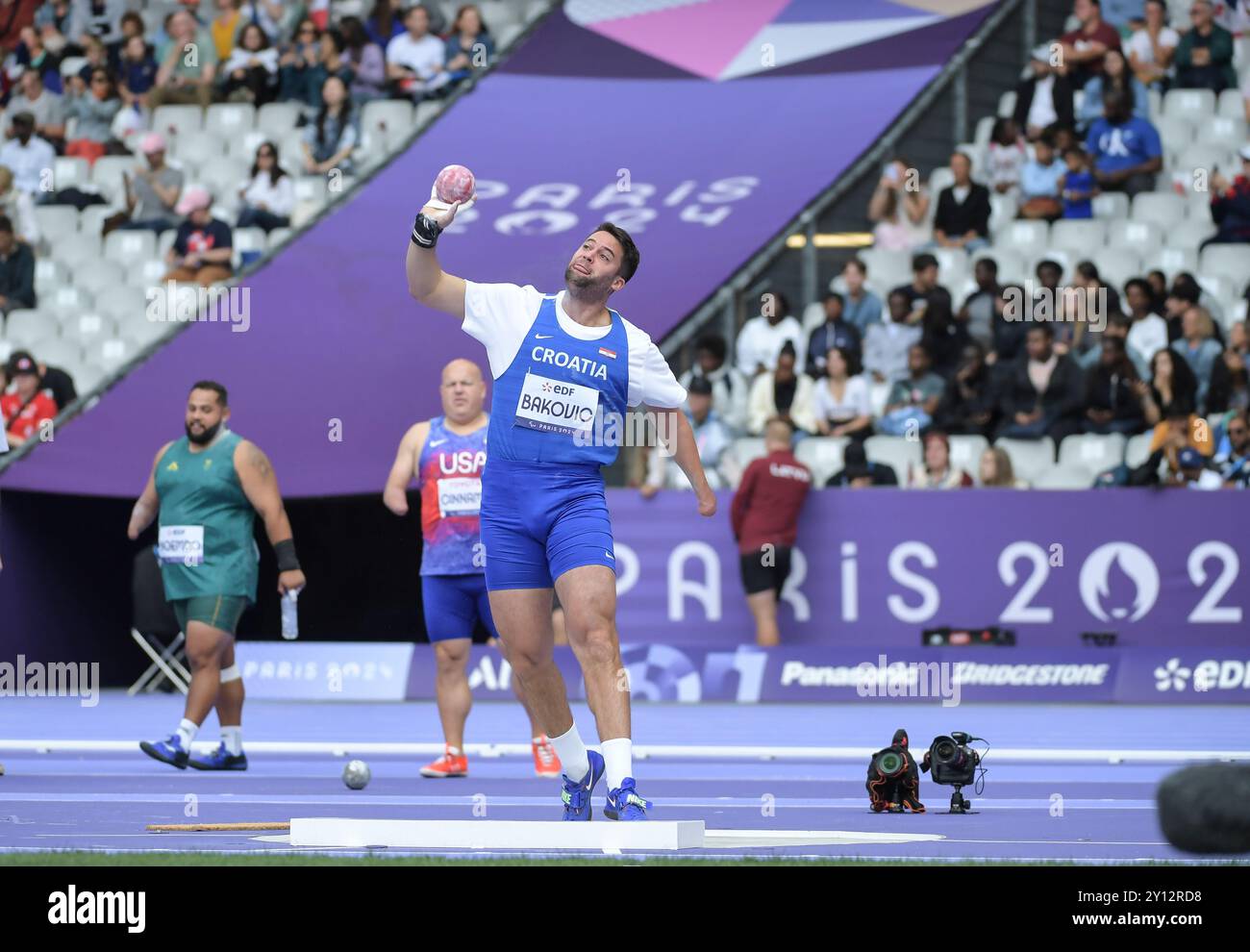 Luka Bakovic of Croatia competing in the men’s F46 shot put final at ...