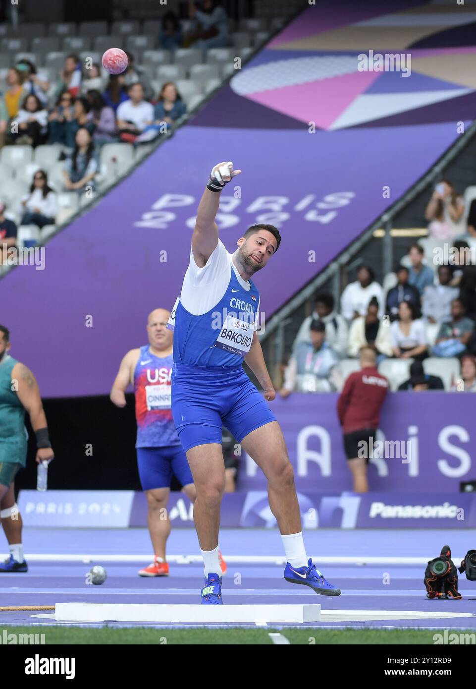 Luka Bakovic of Croatia competing in the men’s F46 shot put final at ...