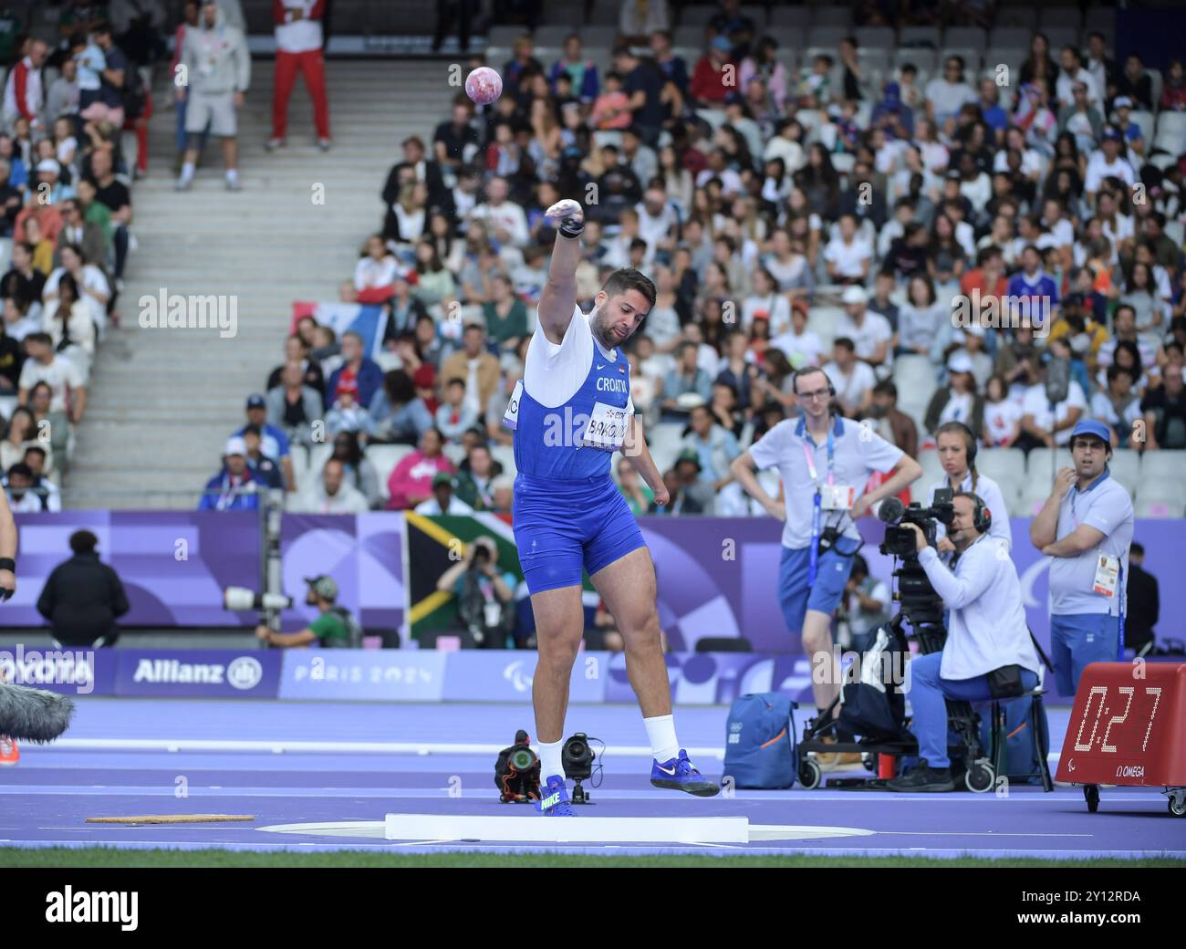 Luka Bakovic of Croatia competing in the men’s F46 shot put final at ...