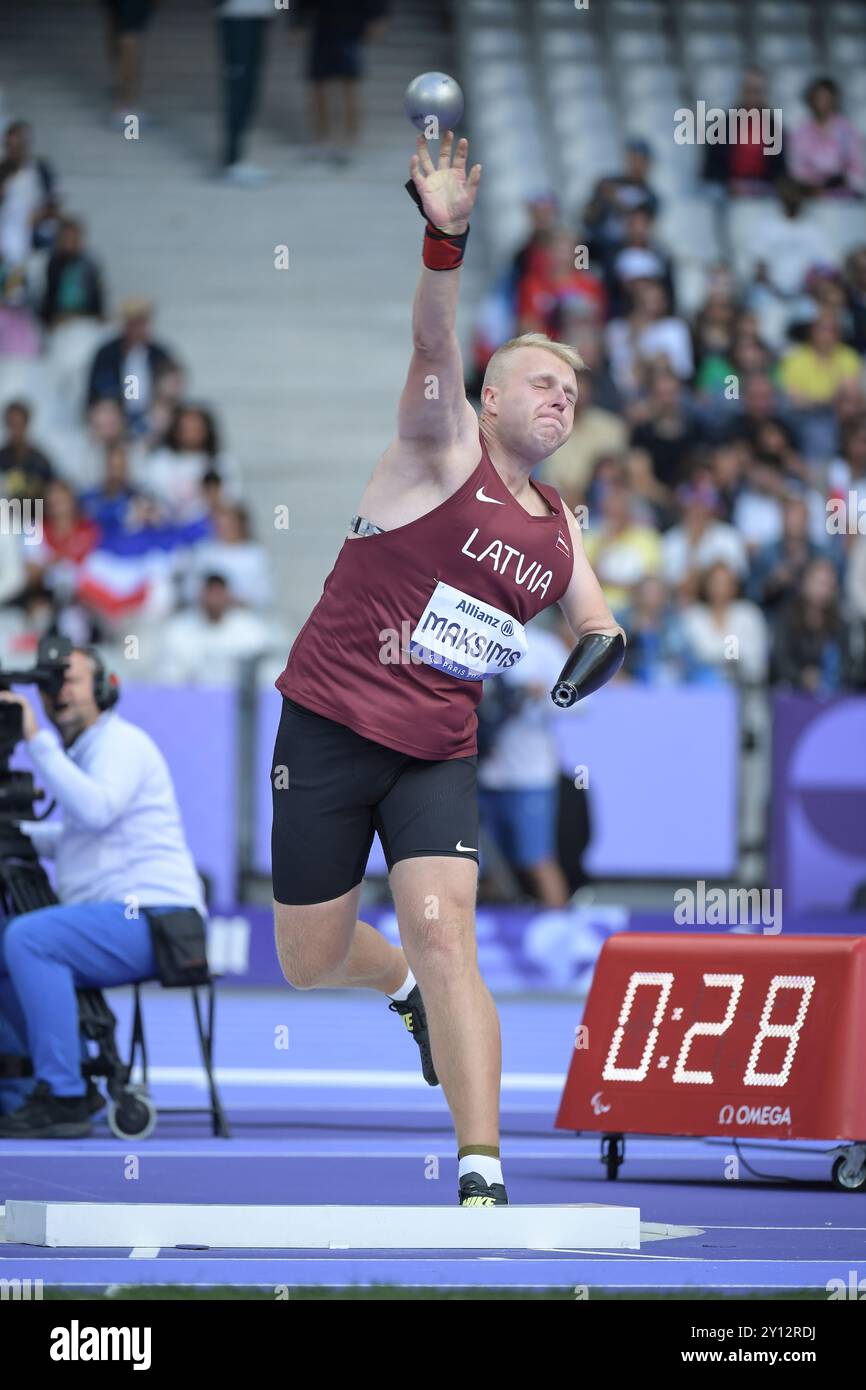 Raivo Maksims of Latvia competing in the men’s F46 shot put final at ...