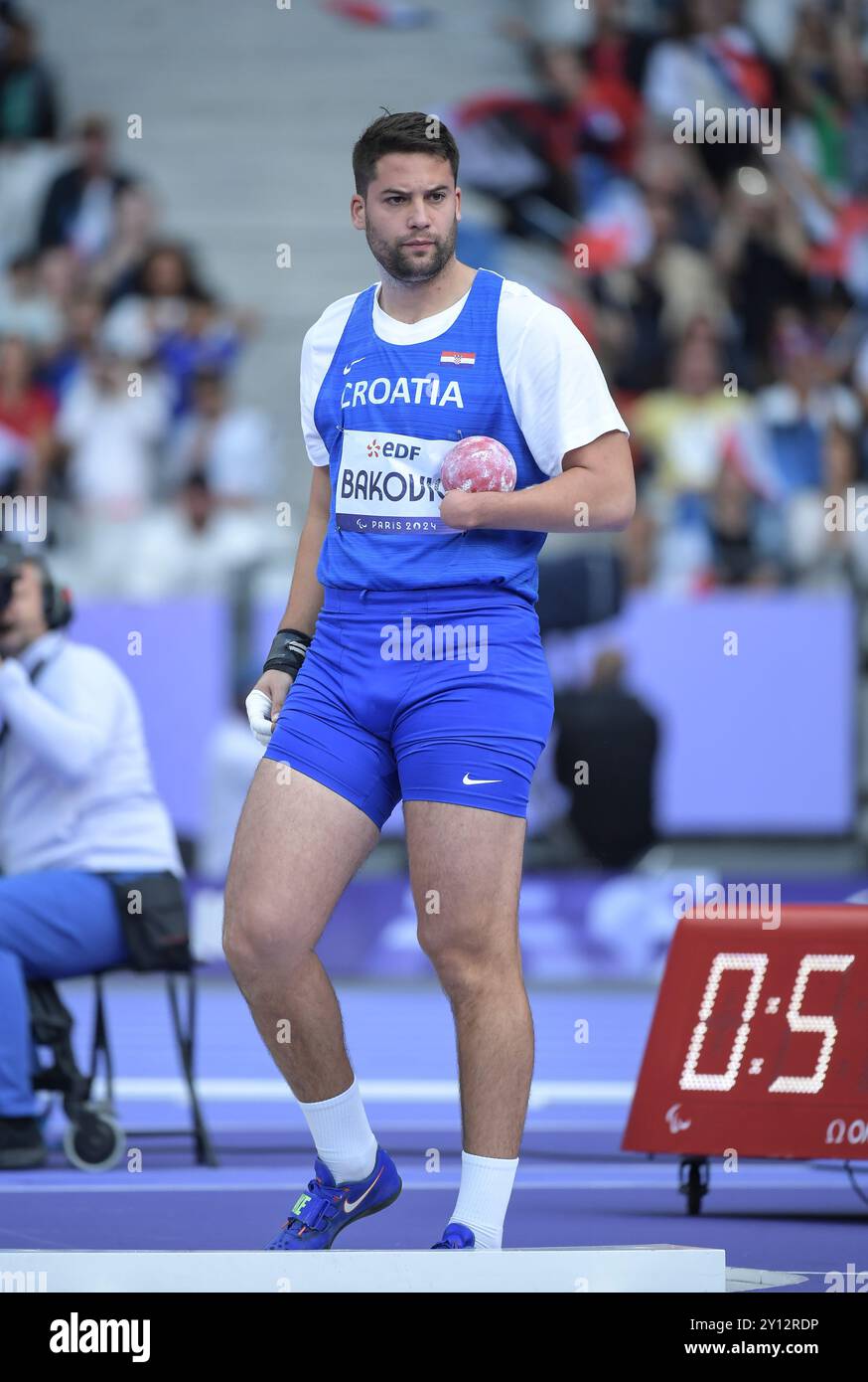 Luka Bakovic of Croatia competing in the men’s F46 shot put final at ...