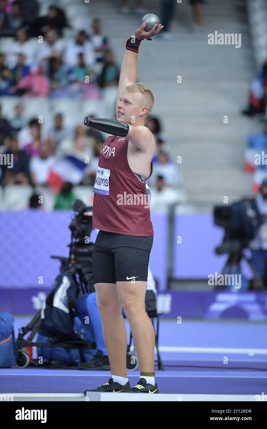 Raivo Maksims of Latvia competing in the men’s F46 shot put final at ...