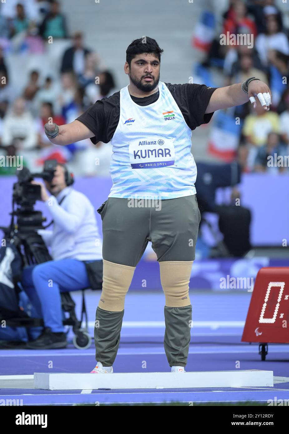 Rohit Kumar of India competing in the men’s F46 shot put final at the ...