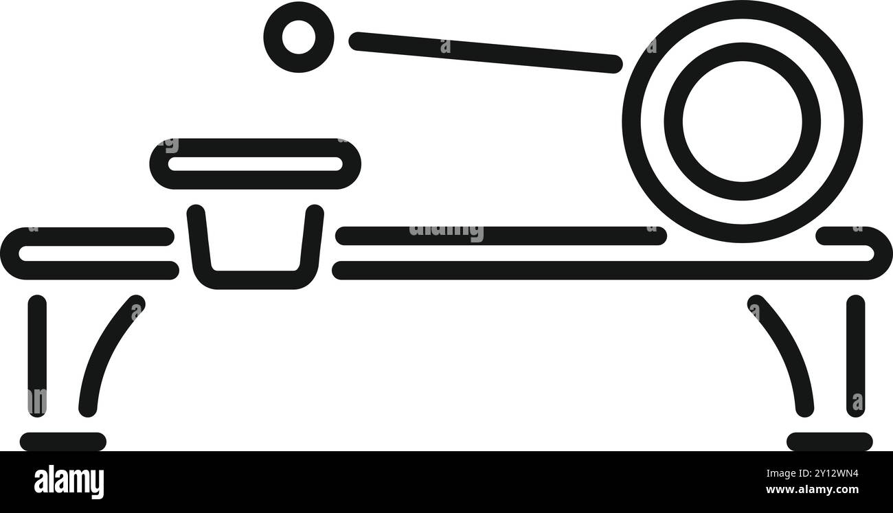 Gym rowing machine icon in outline style isolated on white background ...