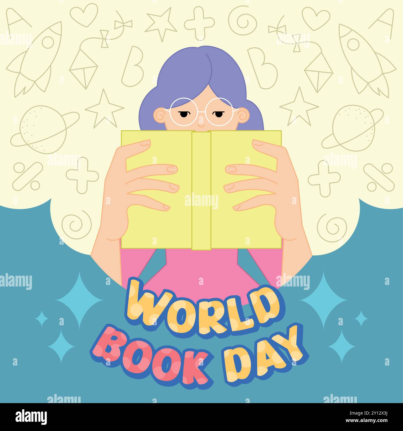 World book day poster Woman reading Vector Stock Vector Image & Art - Alamy
