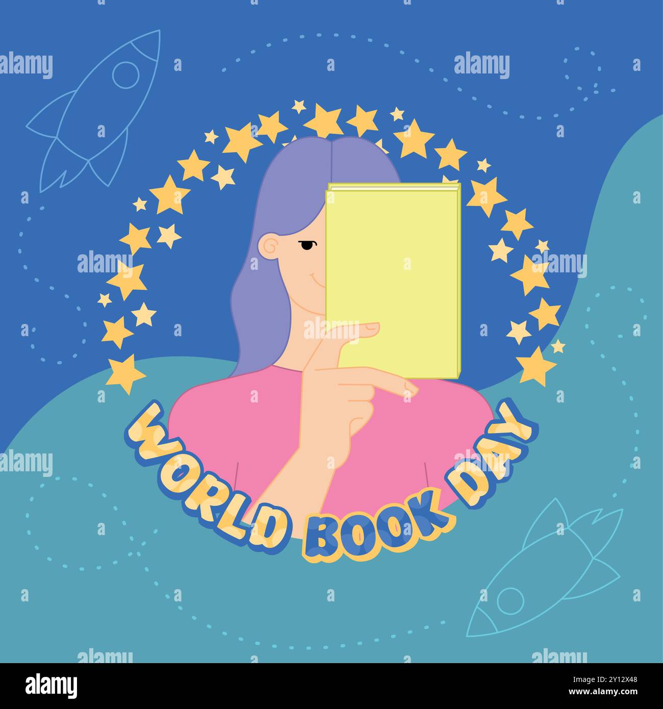 World book day poster Woman reading Vector Stock Vector Image & Art - Alamy