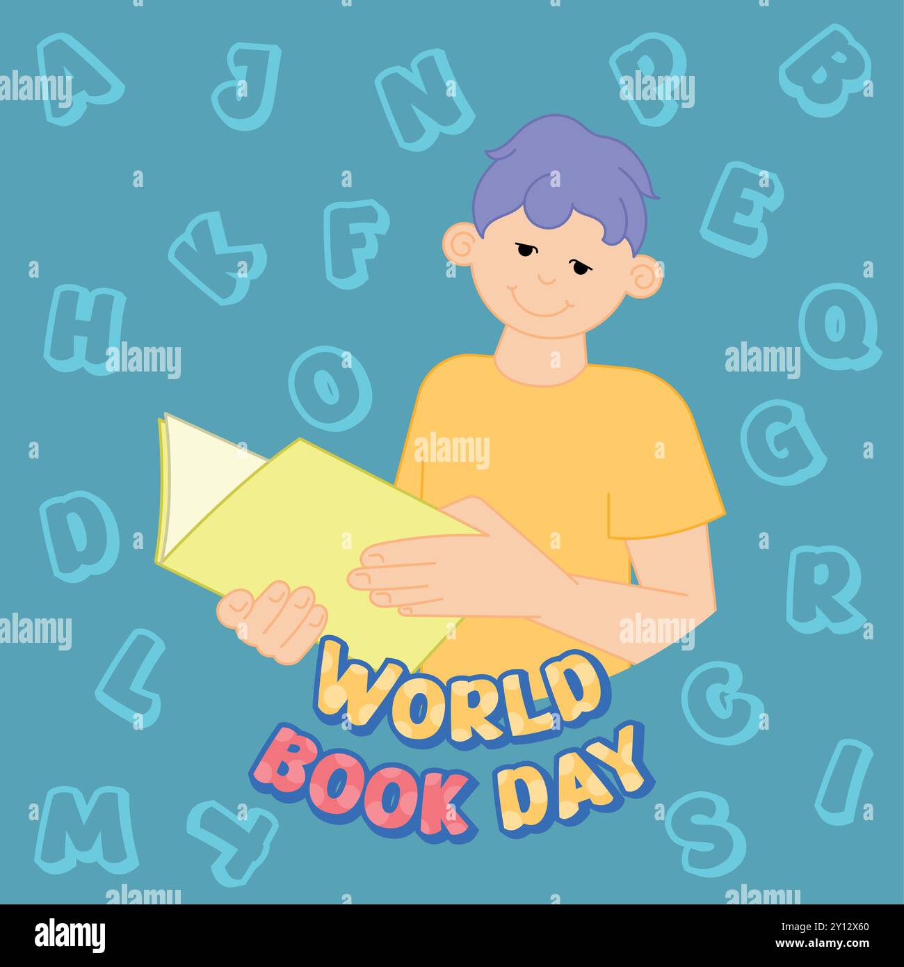 World book day poster Boy reading Vector Stock Vector Image & Art - Alamy