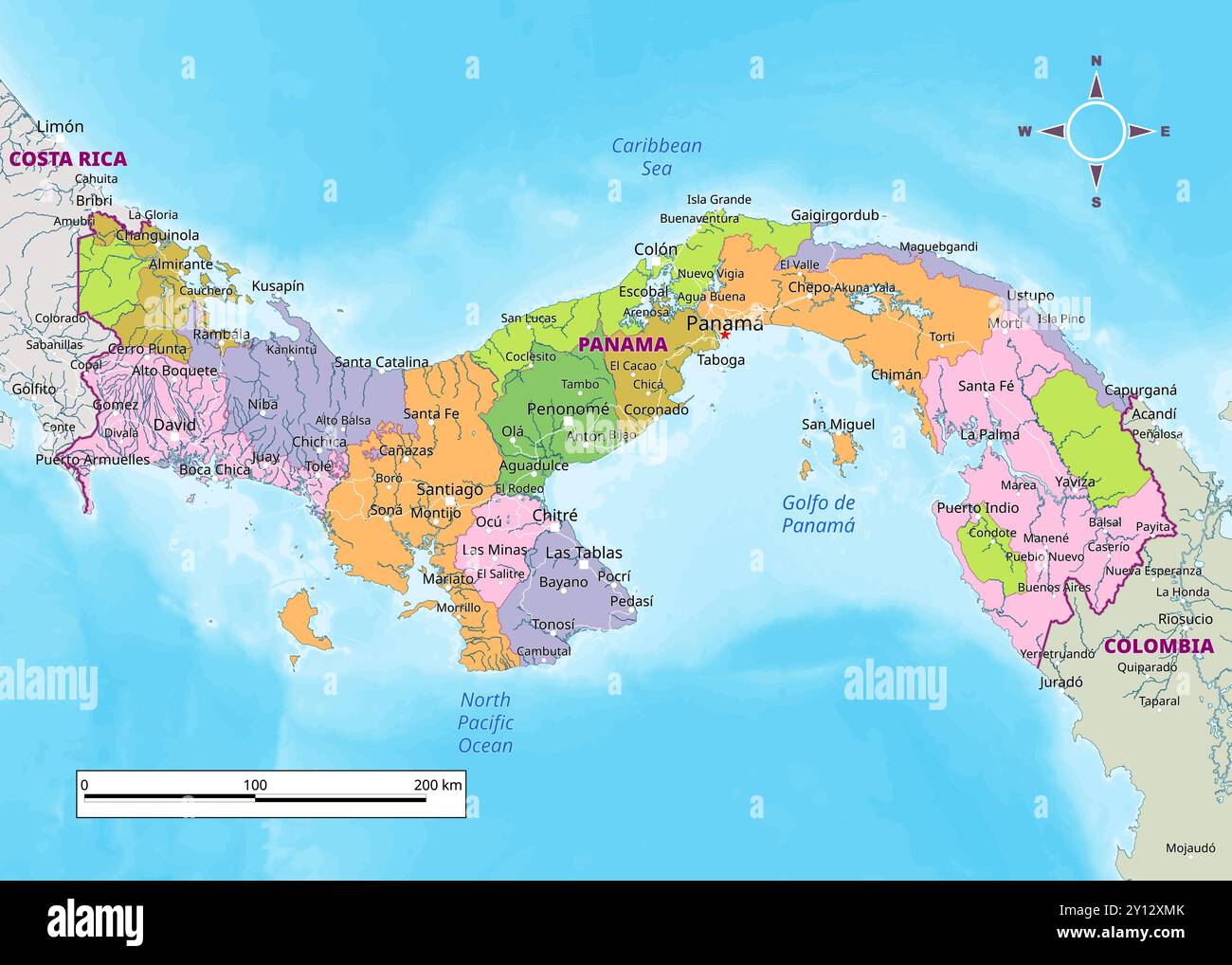 Panama Map Towns Panama Country Detailed Editable Map With Regions