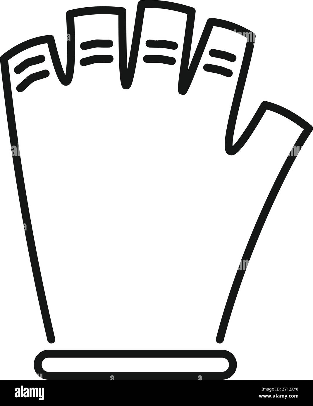 This simple black and white icon depicts a fingerless glove, ideal for representing hand ...