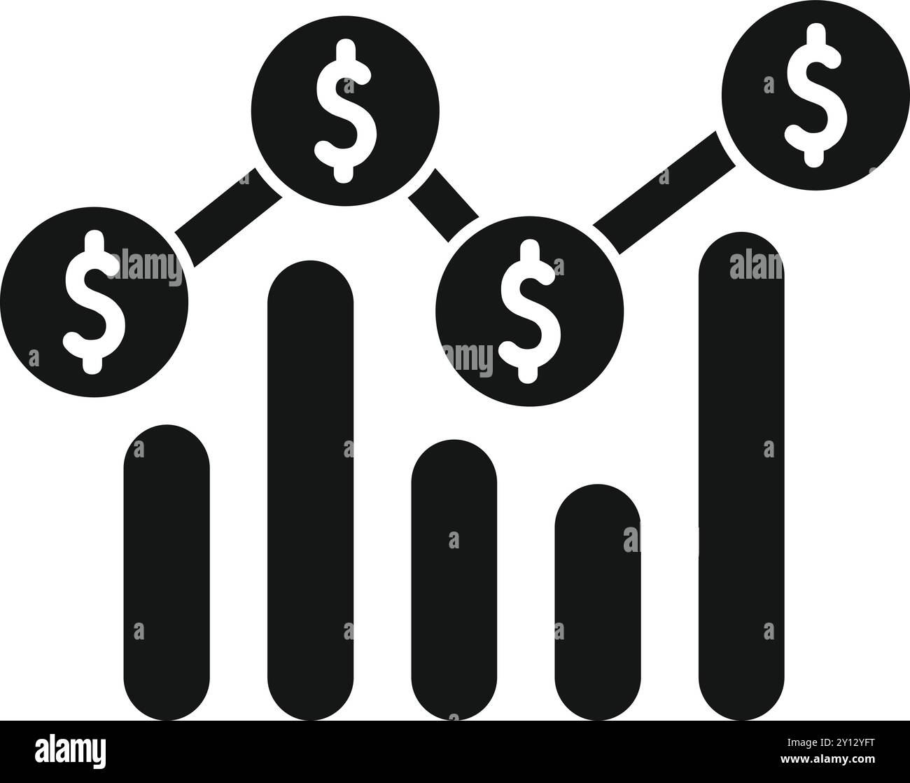 Simple financial chart is depicting positive growth with dollar coins ...