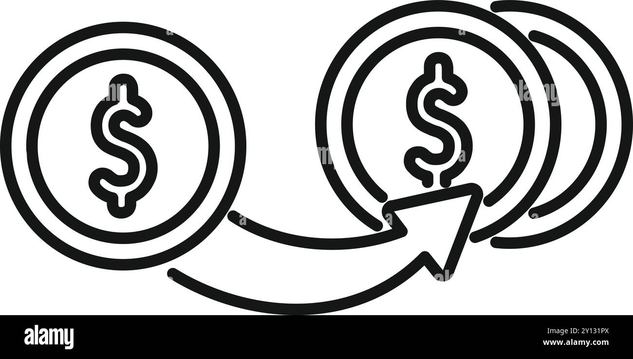 Simple design of an arrow transferring money, increasing wealth and ...