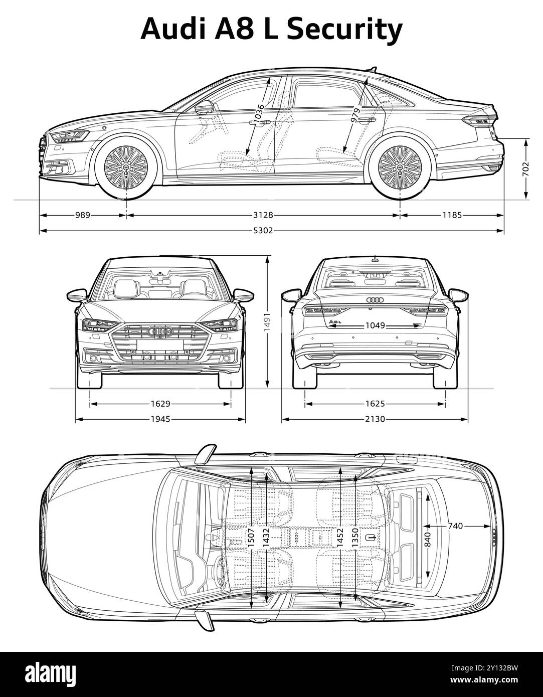 Audi A8 L Security 2021 car blueprint Stock Vector Image & Art - Alamy