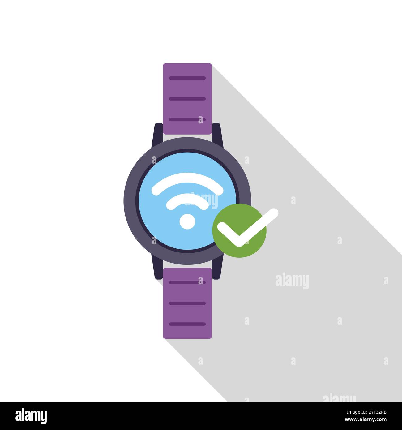 Smartwatch with wifi connection showing on screen and a green check ...