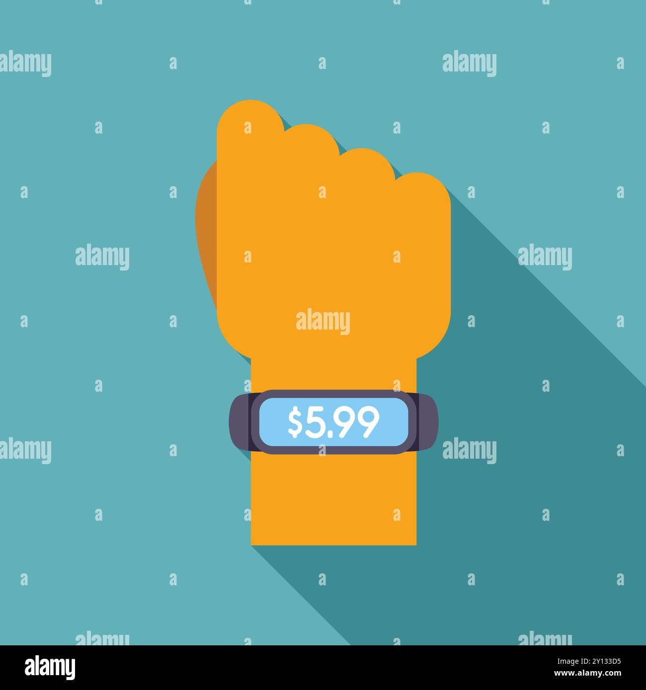 Hand wearing a smart watch showing price tag making purchase Stock ...