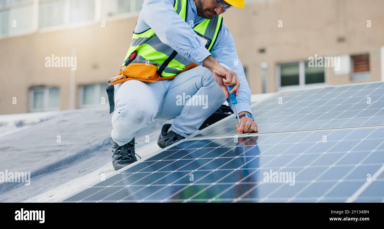 Installation, man and tool for solar panels, energy saving and ...