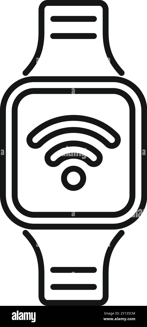 Simple design of a smartwatch showing wifi signal icon on screen ...