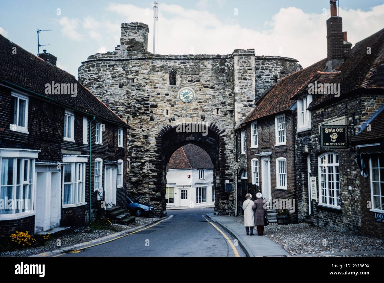 Vintage photographic slide of The Landgate in an English village with ...