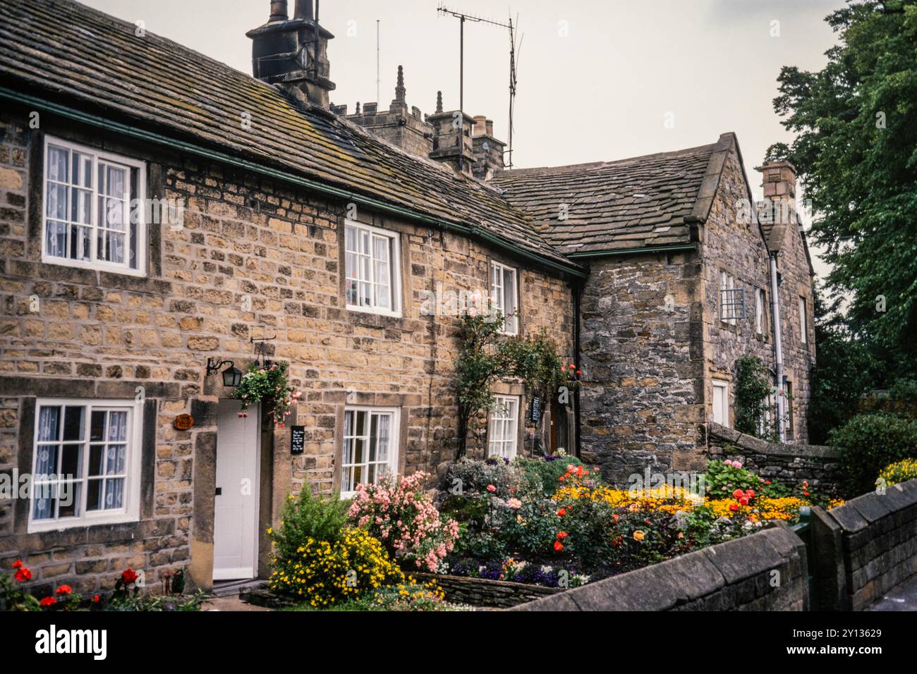 Vintage photographic slide of some English cottages Stock Photo - Alamy