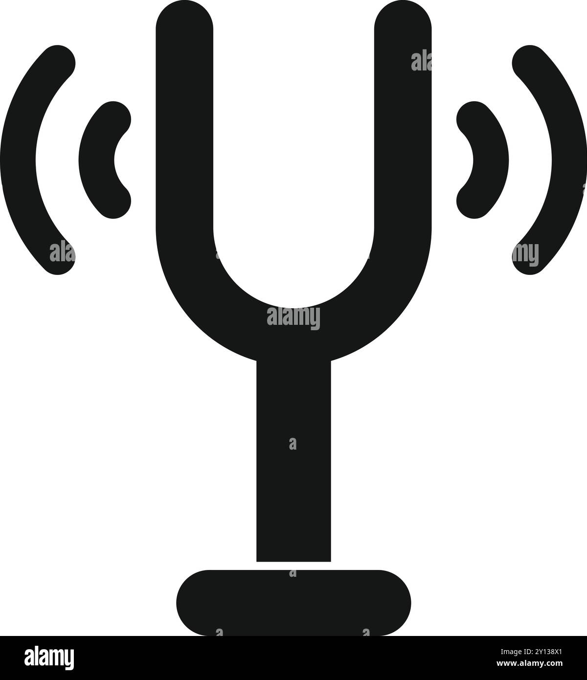 This simple icon depicts a tuning fork emitting sound waves, perfect ...