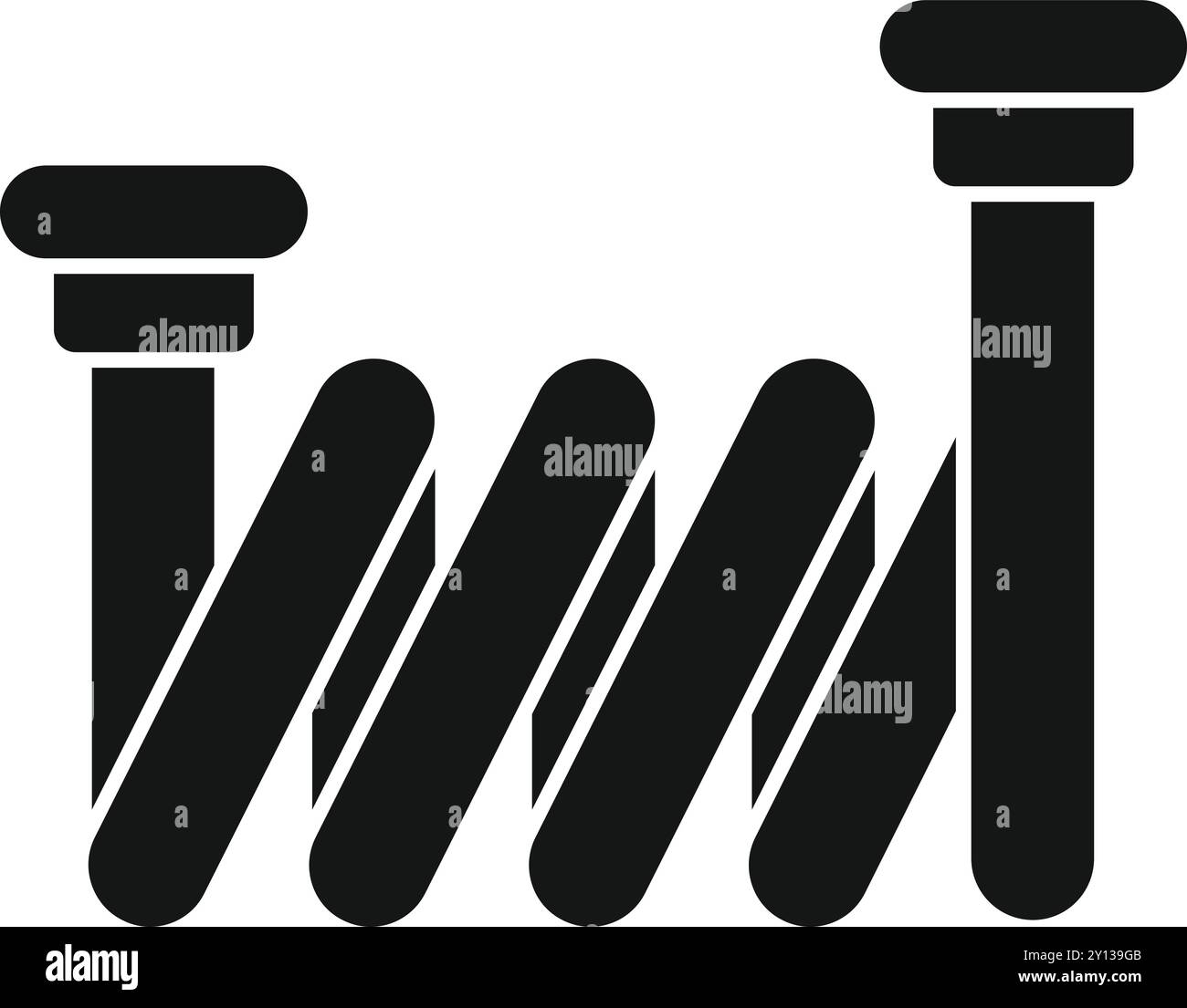 Black silhouette of a flexible spring for industrial use being ...