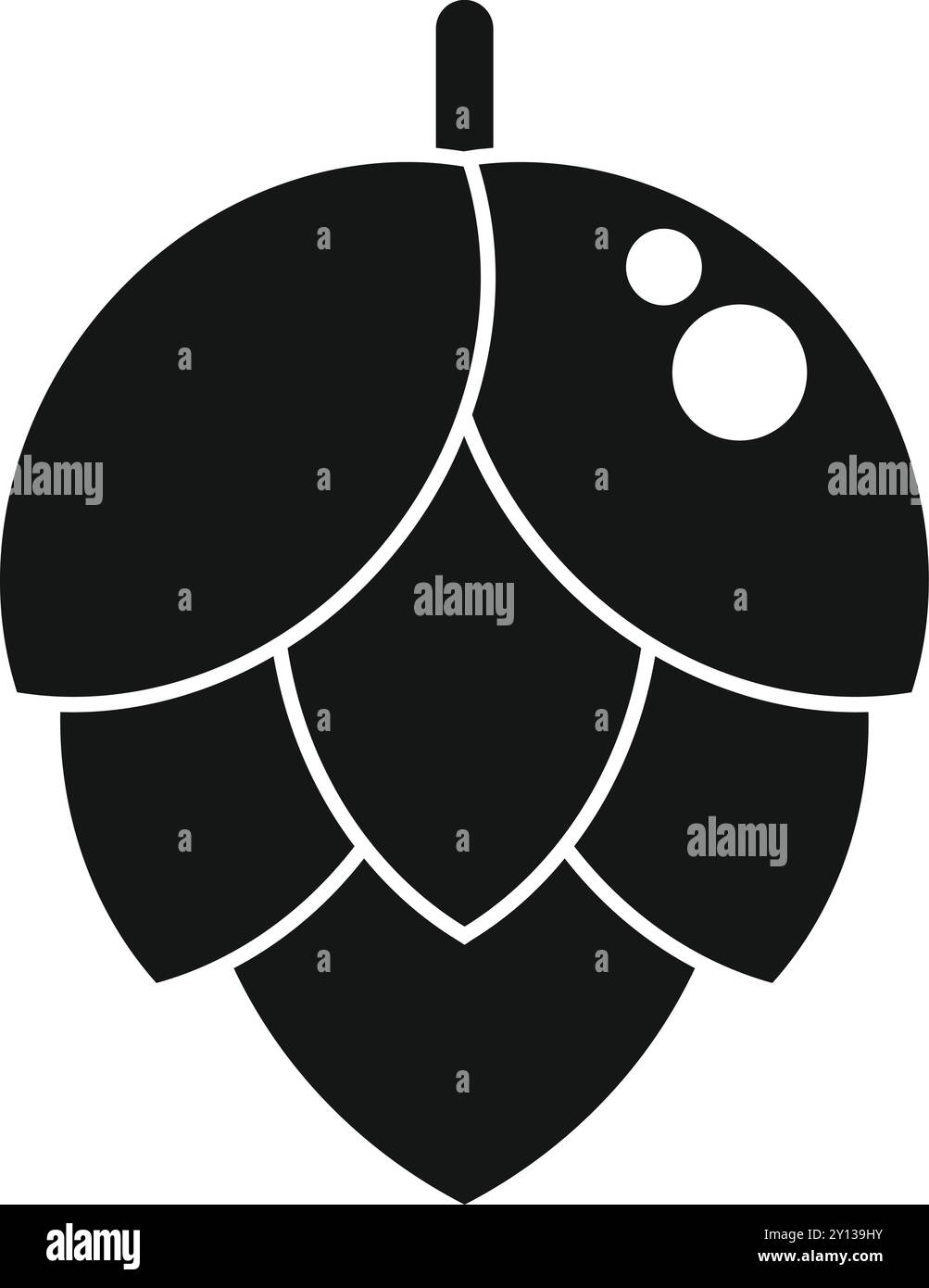 This vector illustration features a black glyph of a hop cone, the ...