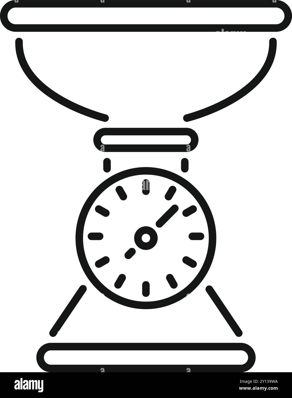 Simple line drawing of a kitchen scale being used to measure out ...